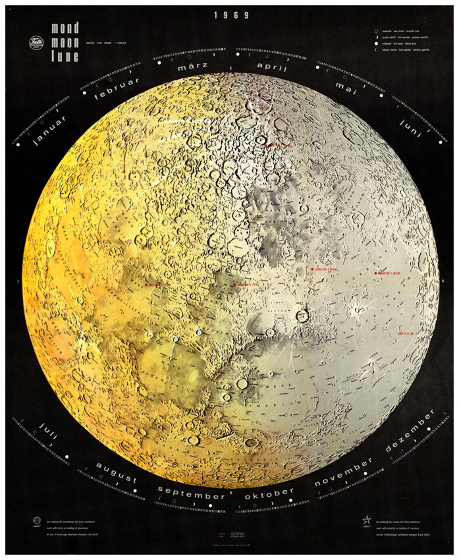 Map of the Moon Large Moon Map Poster Printed on Paper or - Etsy