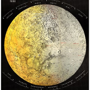 Map of the Moon - Large Moon Map Poster, Surveyor Probes Marked ...