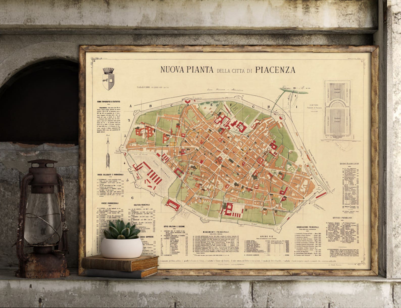 Piacenza map Old map of Piacenza Italy print Vecchia | Etsy