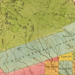 Iowa Map, Old Map of Iowa, the Hawkeye State, Wall Map for House ...