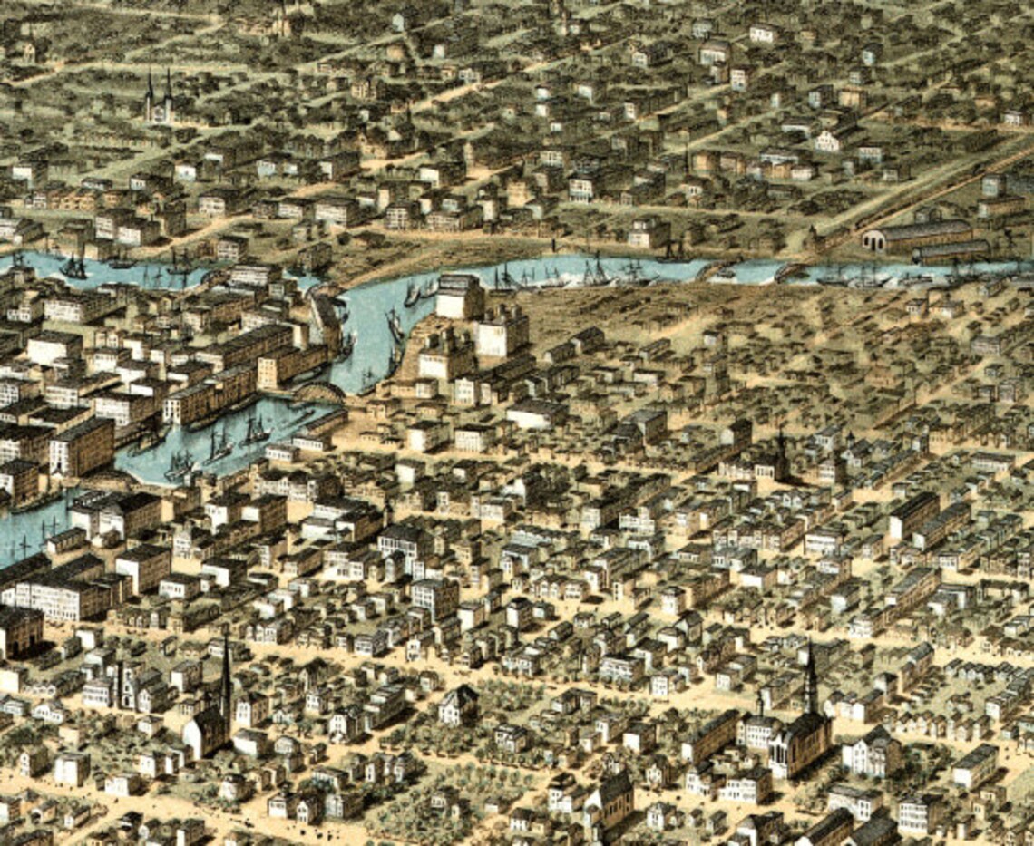 Chicago Poster - Panoramic Map - Birds Eye View of Chicago - Chicago ...
