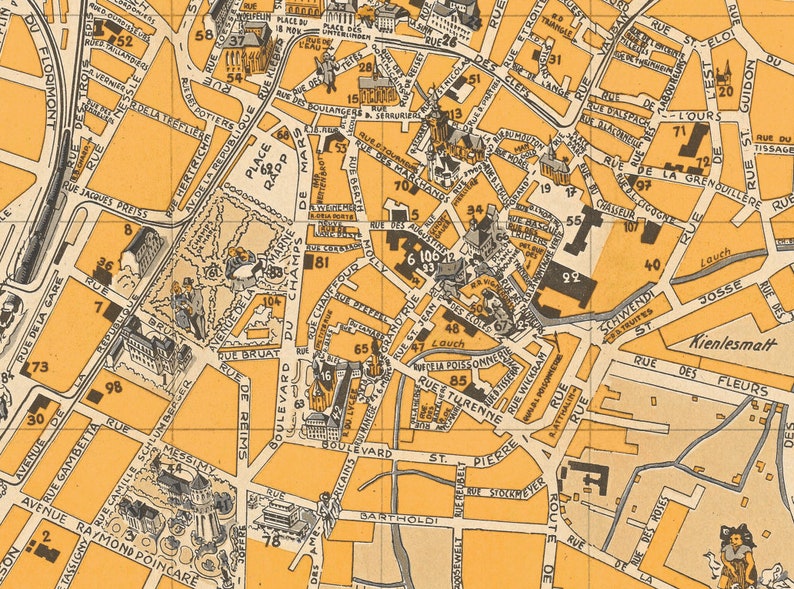 Colmar Map Pictorial Map of the City of Colmar Vintage Map - Etsy