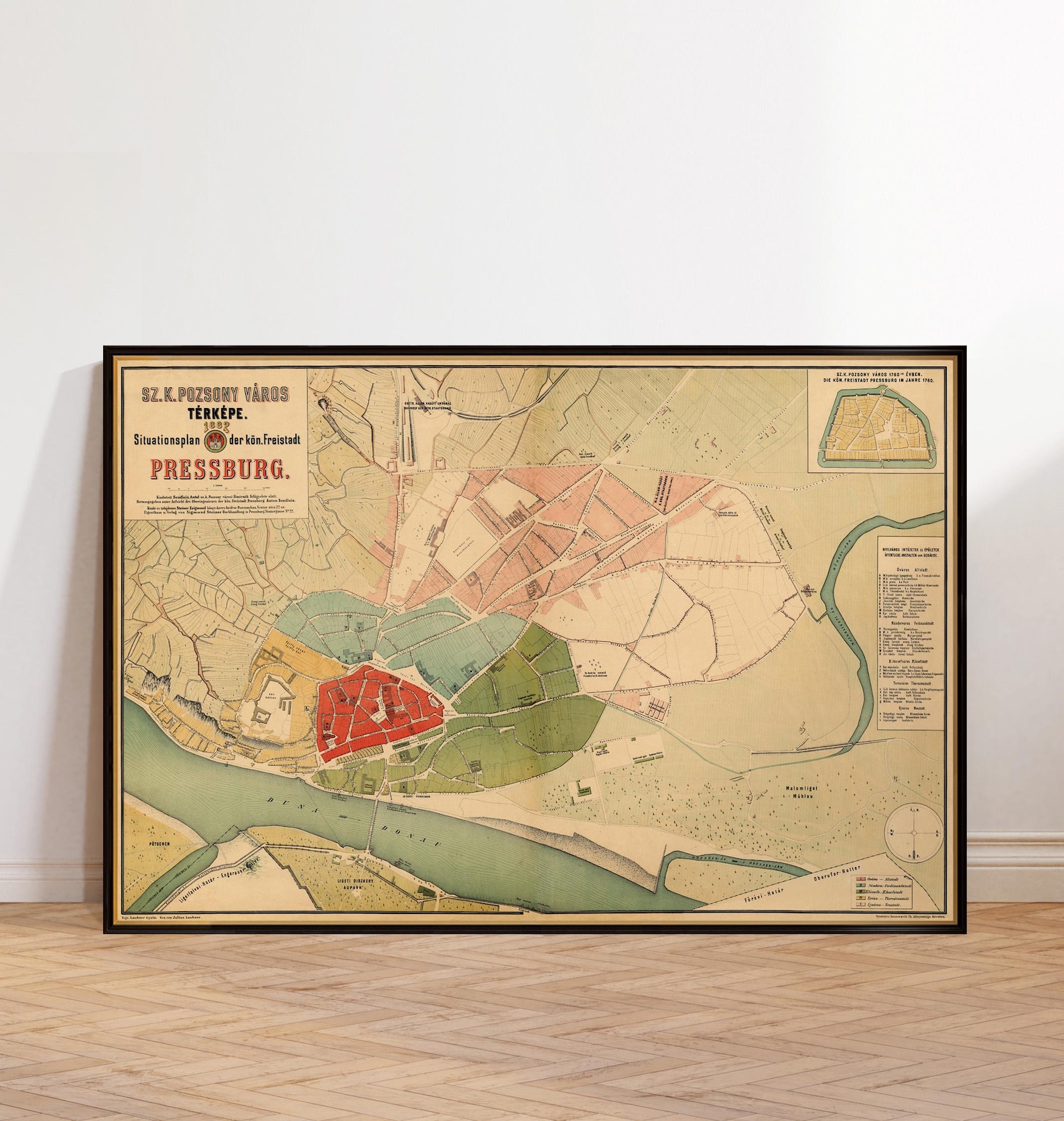 Old Map of Bratislava - Historical Map of Pressburg - Archival Print - Etsy