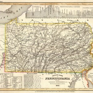 Pennsylvania Map, the Keystone State Wall Map Decor, Restored Map ...