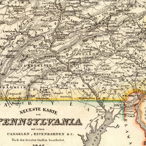 Pennsylvania Map, the Keystone State Wall Map Decor, Restored Map ...