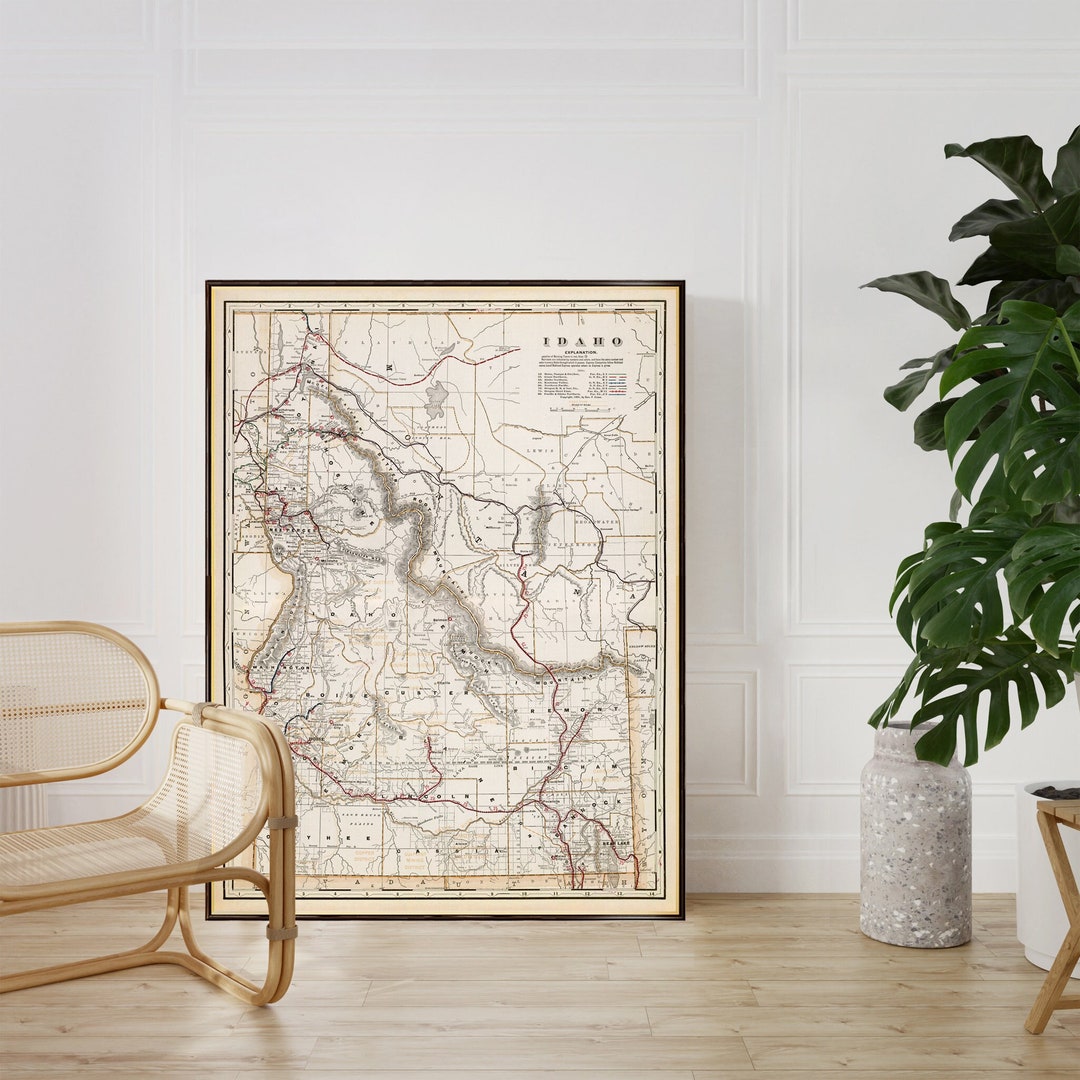 Idaho Map, the Gem State Wall Art Print, Detailed Map, Decorate Your ...