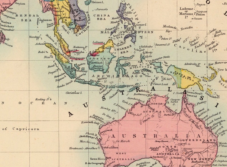 Wonderful Map of the World From 1872 World Map Poster - Etsy