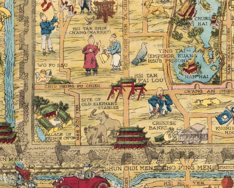 Peking Map Old Map Print Beijing Map City Maps Prints - Etsy