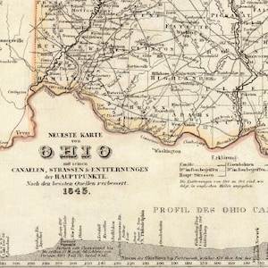 Ohio Map - Historical Map Restored, Buckeye State Antique Style Large ...