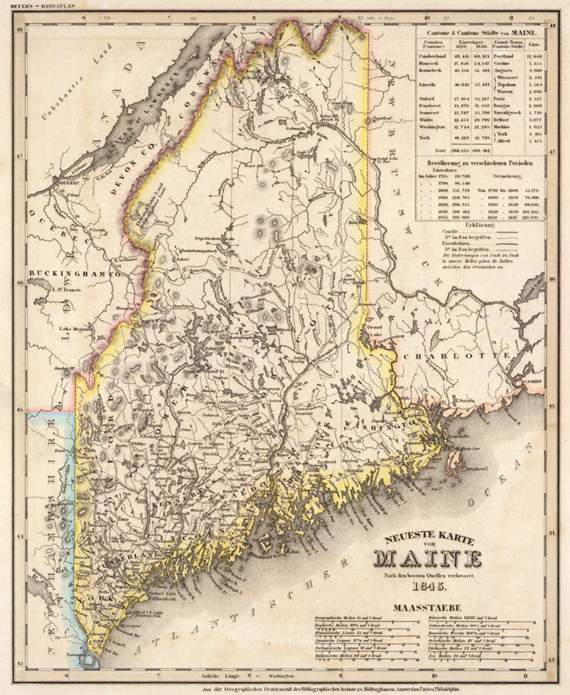 Old Map of Maine Historical Map Restored Wall Map Giclee - Etsy Canada