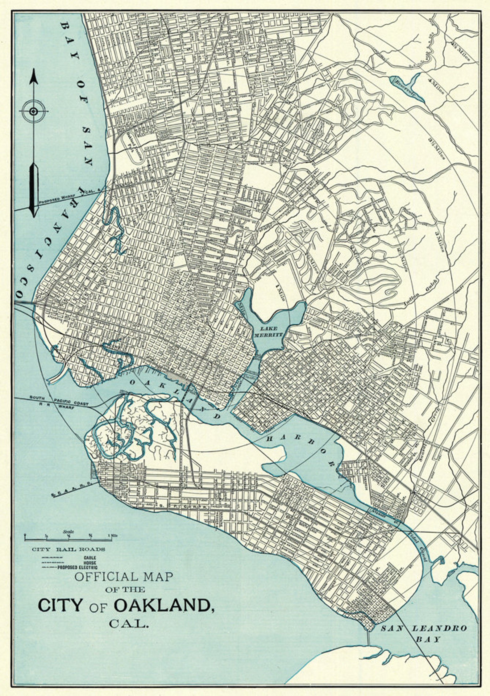 Old Map of Oakland Fine Archival Print Vintage City Plan | Etsy