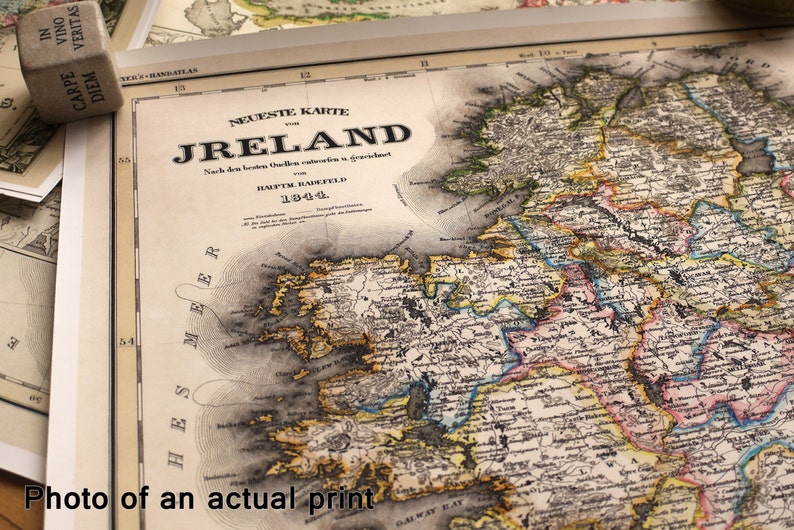 Old Map of Ireland, Archival Reproduction, Fascinating Historical ...