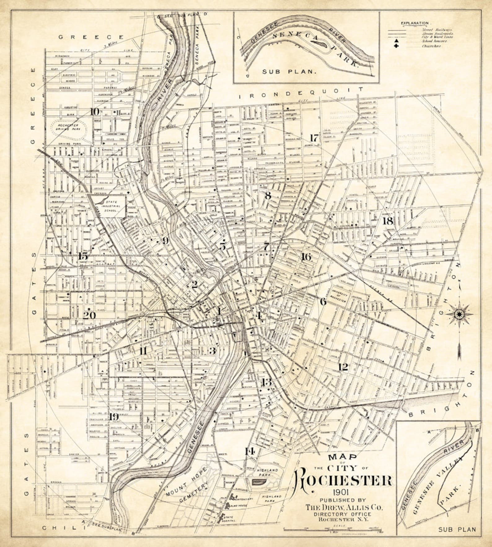 Rochester Map Old Map of Rochester Print Archival Print on - Etsy