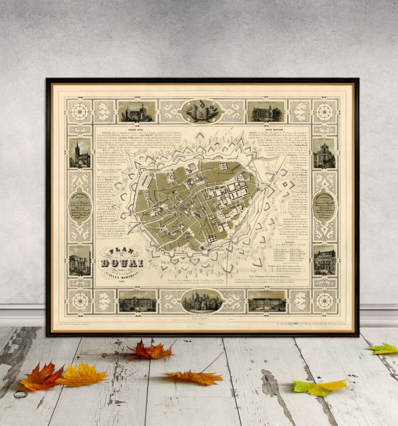 Douai Map Plan De La Ville De Douai france Fine Giclee - Etsy