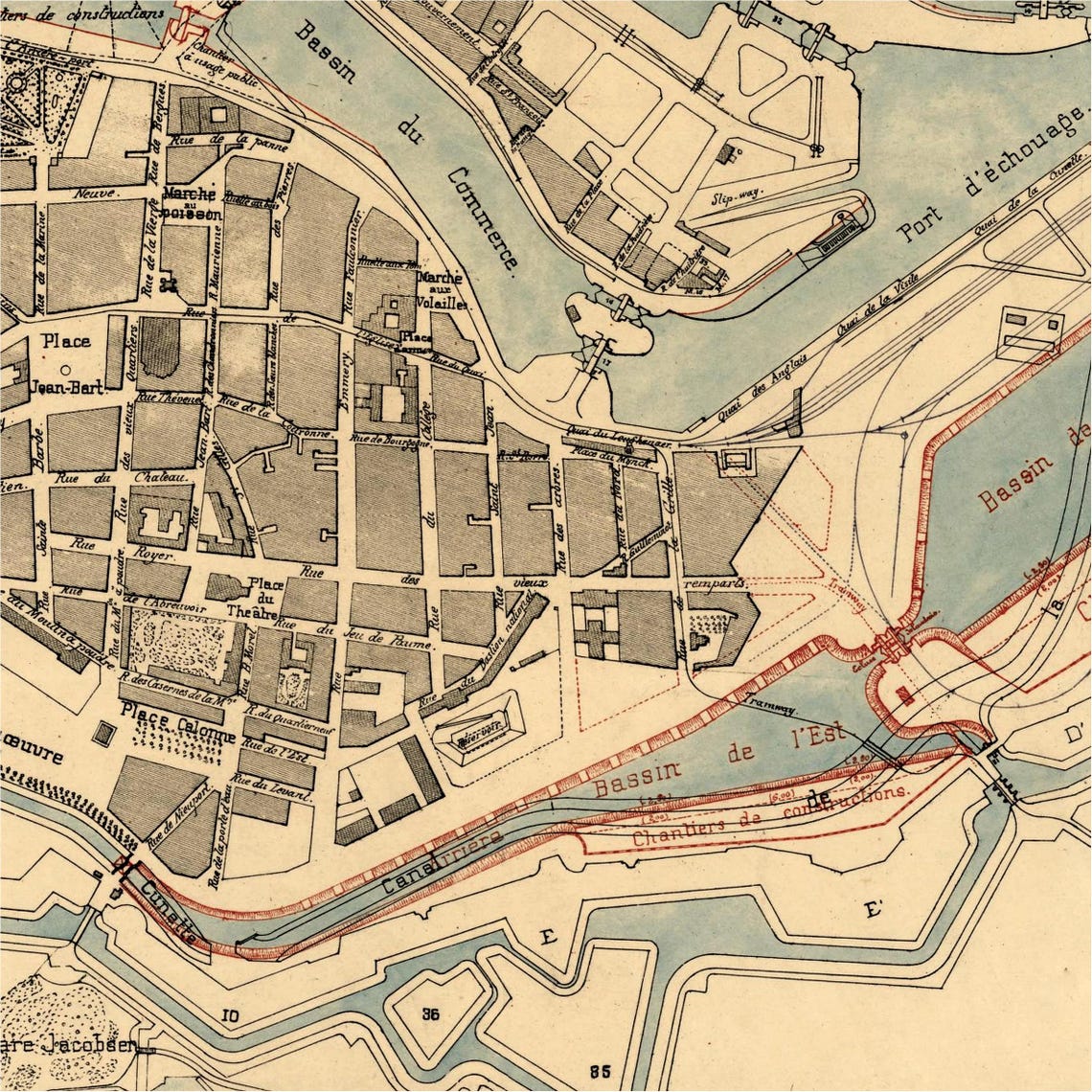 Dunkirk Map - Old Map of Dunkerque - Historic Map Restored - Fine ...