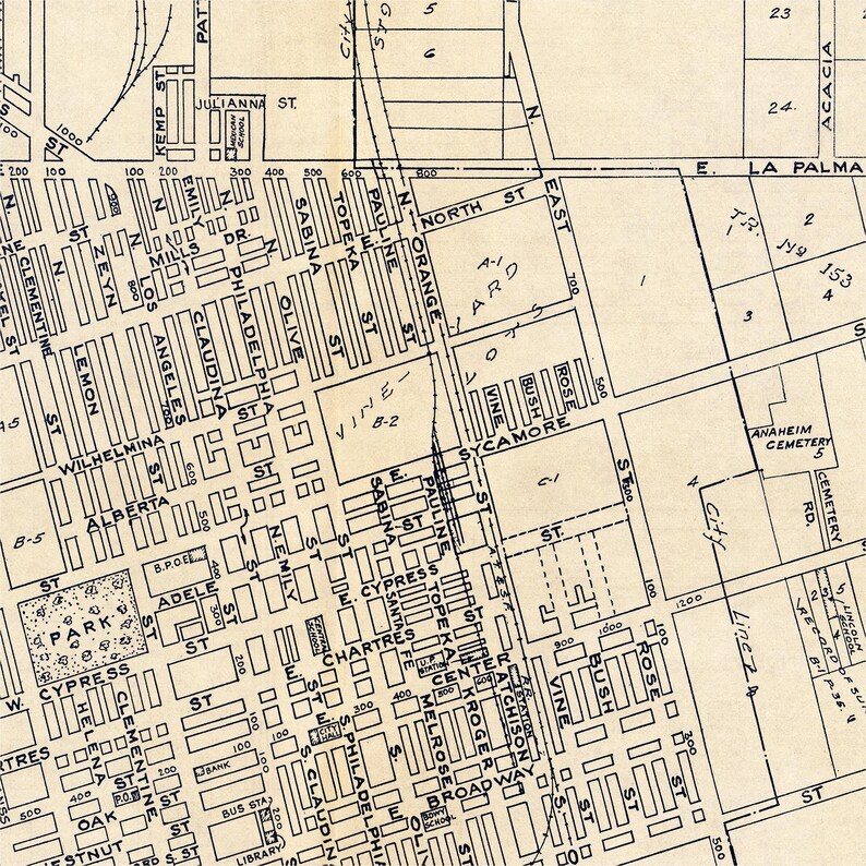 Historical Map of Anaheim - Large Map of Anaheim, Available on Paper or ...