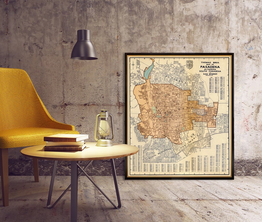 Vintage Map of Pasadena Old City Map Restored Fine Print on - Etsy Canada