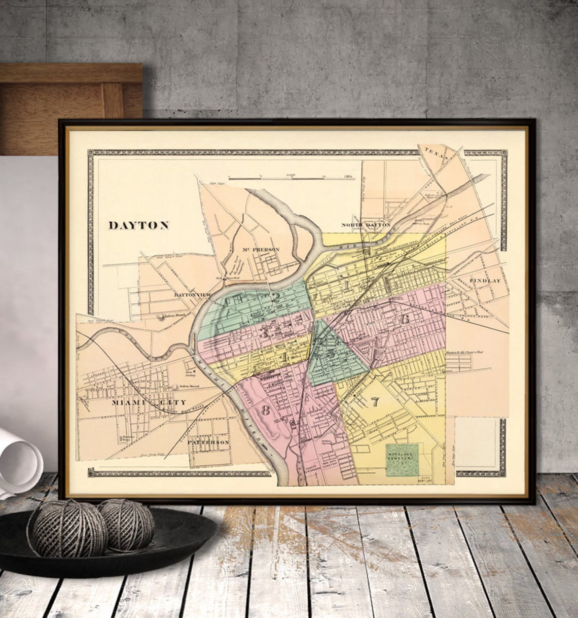 Old Map Vintage Map of Dayton Archival Reproduction on - Etsy