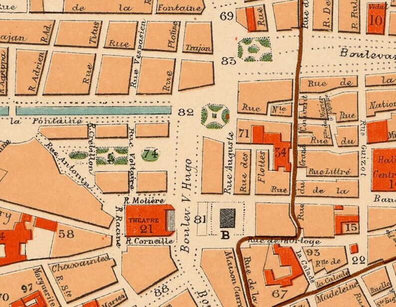 Nimes Map Plan De Nimes Giclee Fine Print on Paper or - Etsy