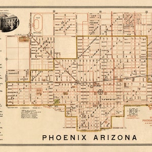 Old Map of Phoenix - Historical City Map Restored - Wall Map ...