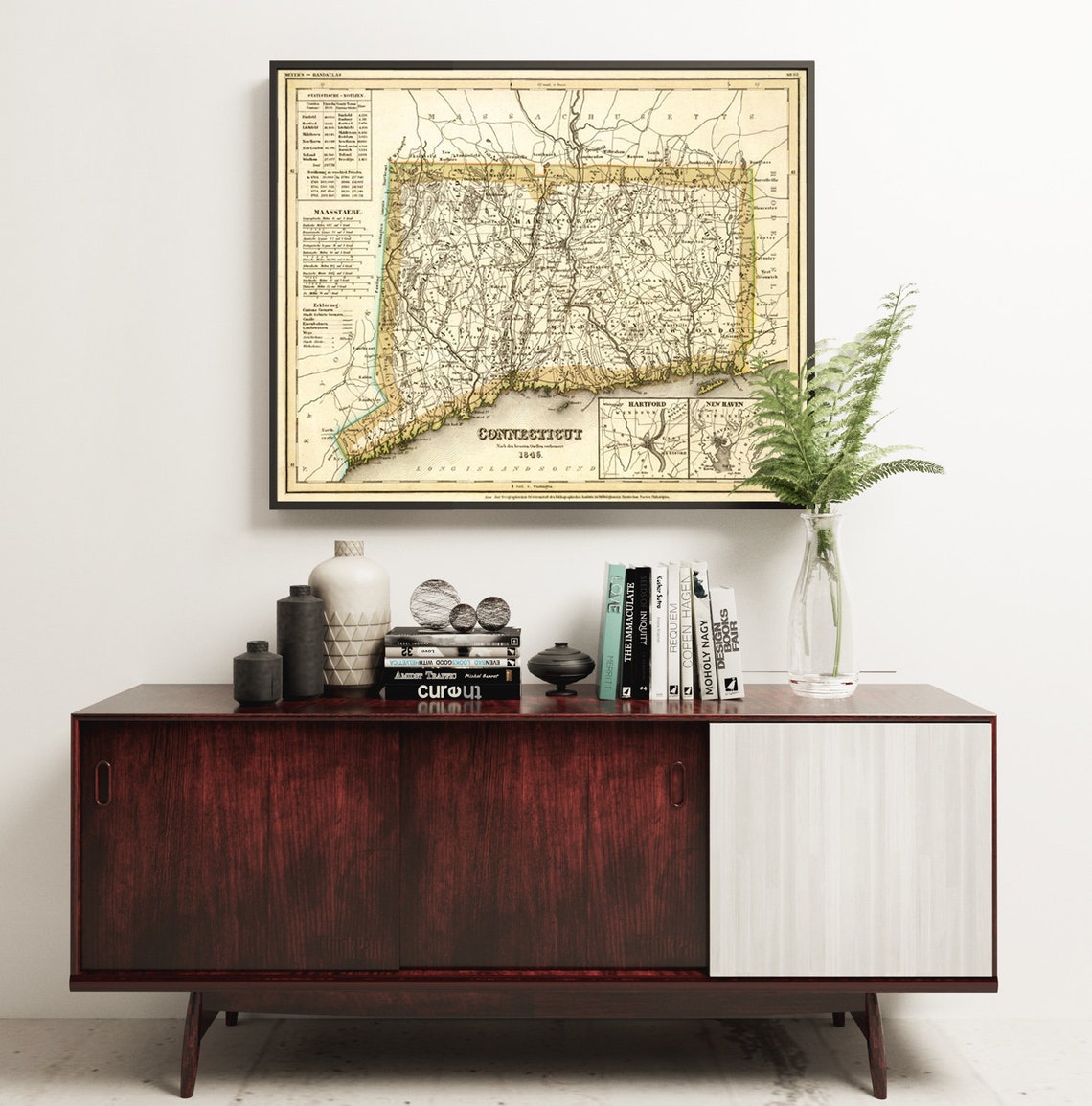 Old Map of Connecticut Large Vintage Map for Home - Etsy