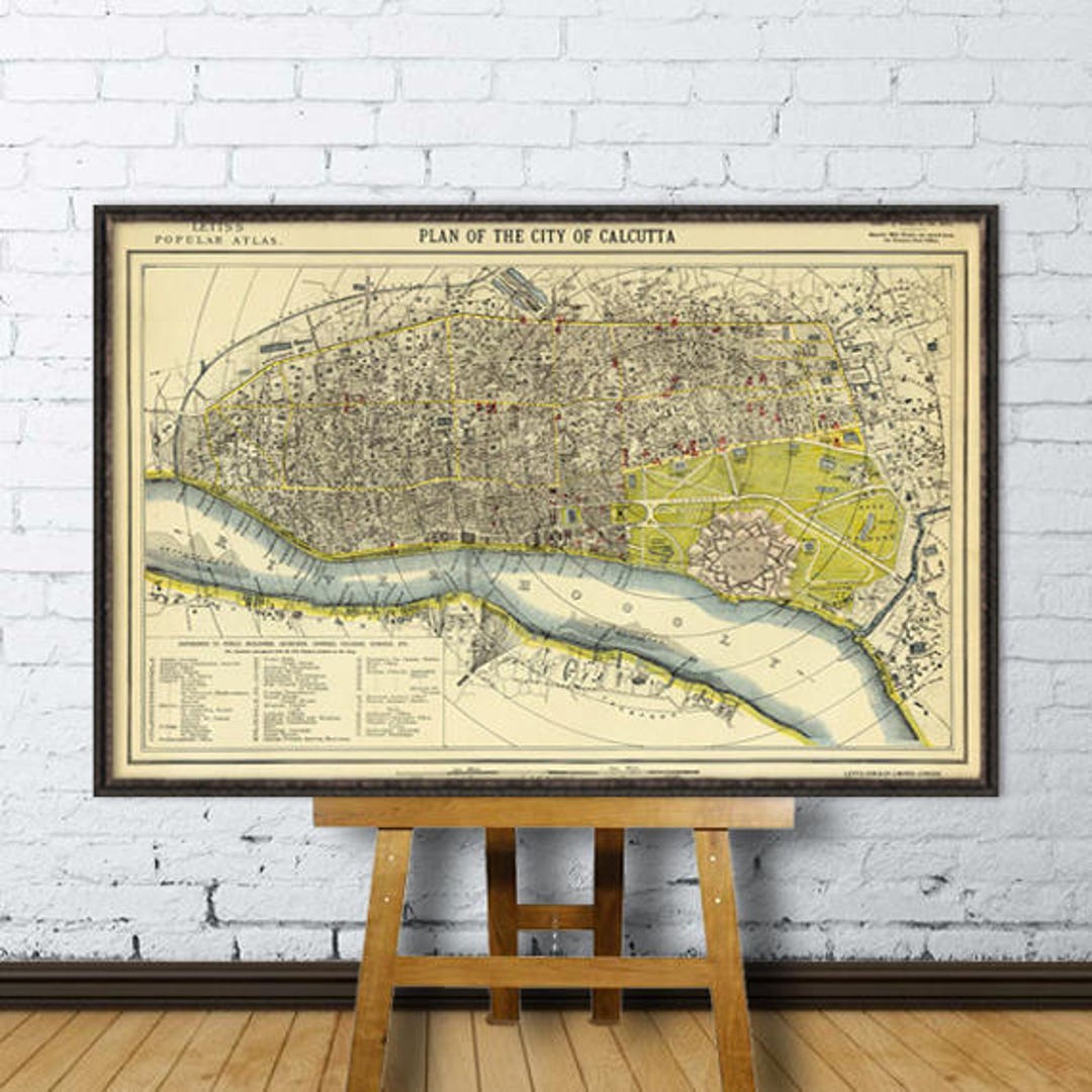 Old Map of Calcutta Old City Plan Old Map Print on Coated Paper or ...