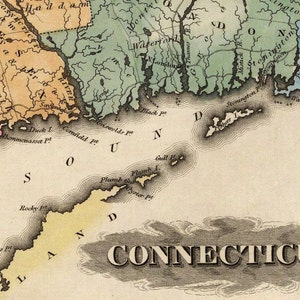 Connecticut Map - Vintage Map of Connecticut Fine Reproduction on Paper ...