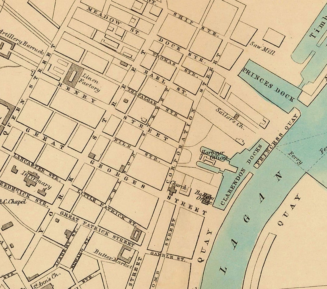 Belfast Map Fine Giclee Print Old Map of Belfast northern | Etsy