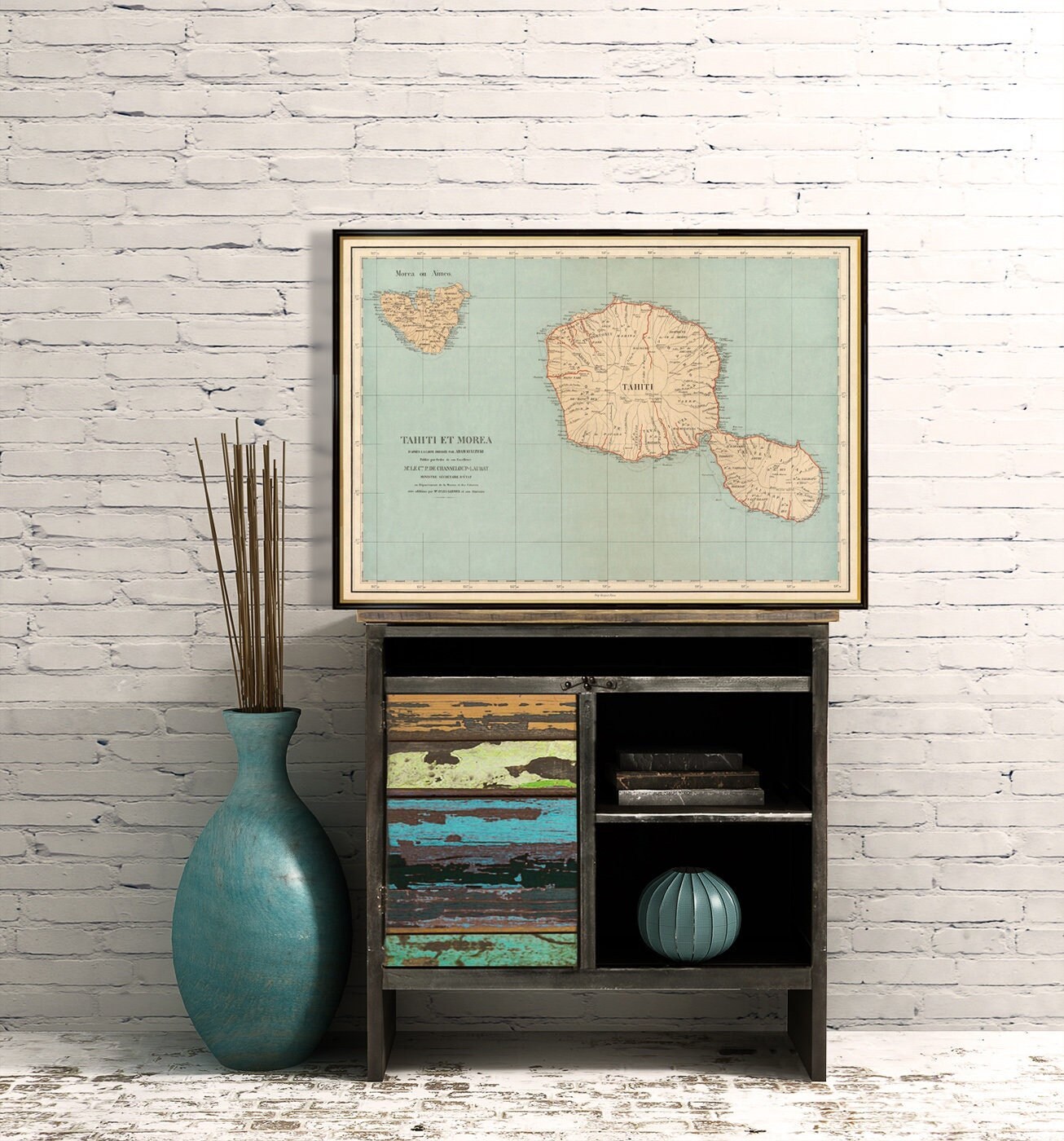 Mapa de Tahití Mapa decorativo de Tahití y Morea mapa - Etsy México