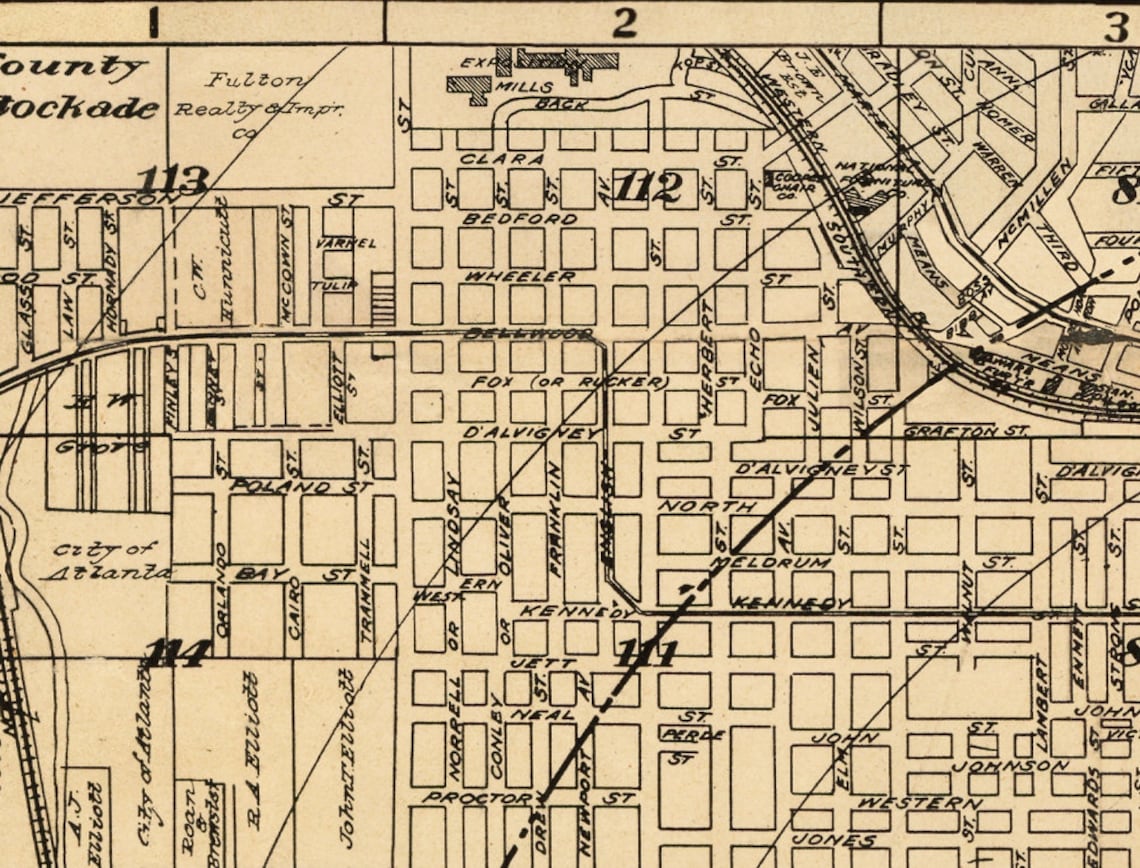 Map of Atlanta old map with a wonderful patina available on | Etsy