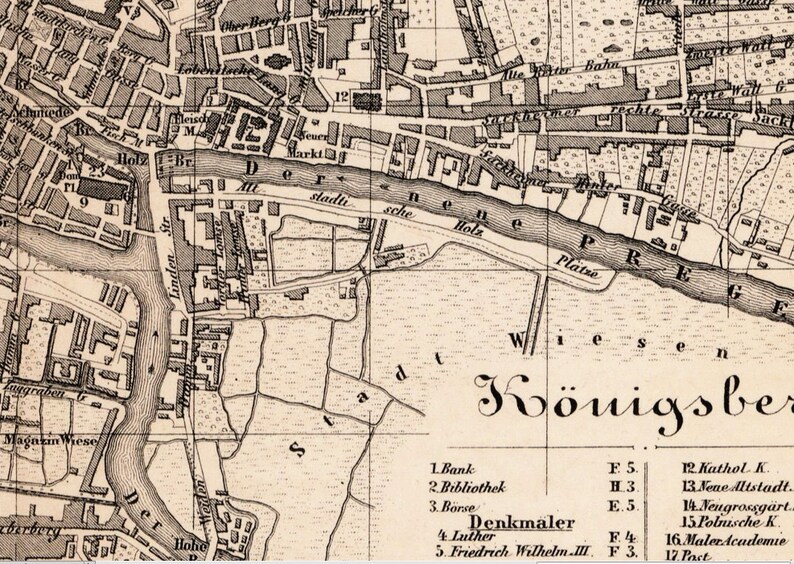 Kaliningrad Map Old Map of Konisberg Fine Reproduction - Etsy