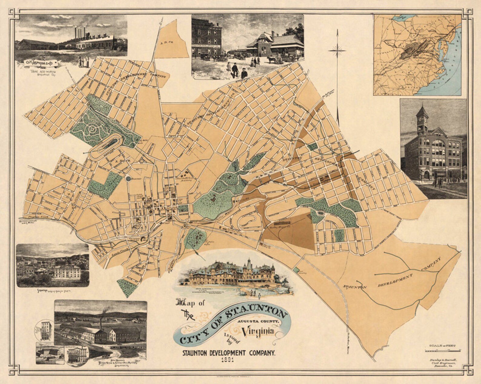 Staunton Map Old Map Restored City of Staunton Fine | Etsy