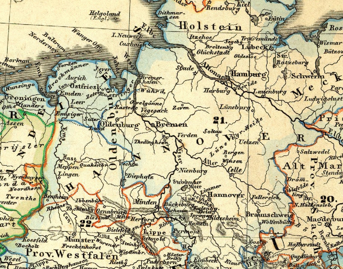 Germany Map Historical Map Reproduction on Paper or Canvas - Etsy