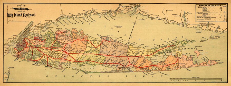Mapa de Long Island Mapa antiguo de Long Island que muestra | Etsy