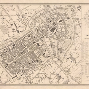 Antique Map of Troyes - Old City Plan, Large Detailed Map of Troyes ...
