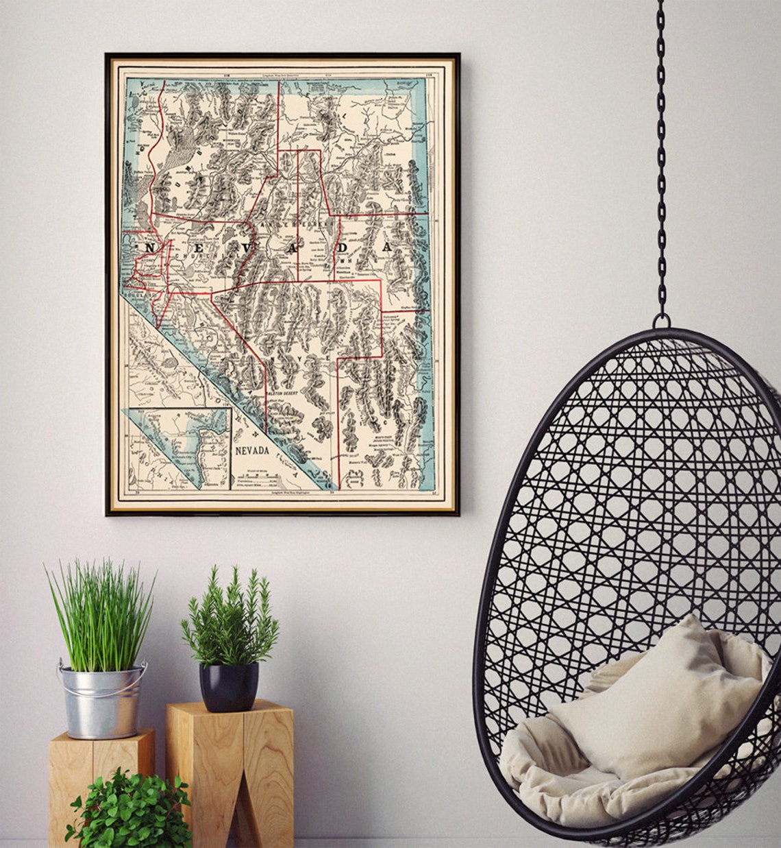 Old Map of Nevada Historical Map Restored Fine Print | Etsy