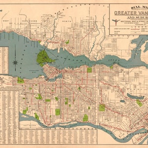 Old Map of Vancouver - Greater Vancouver and Suburbs, Large Wall Map ...