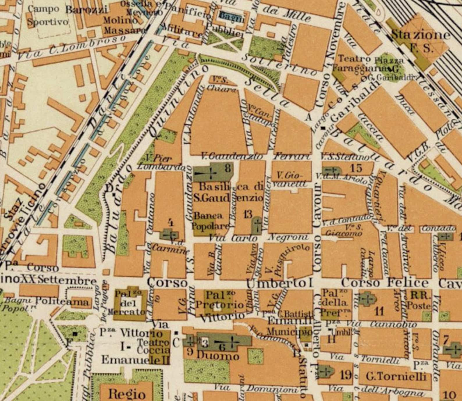 Old Map of Novara Italy Novara Map Fine Reproduction | Etsy