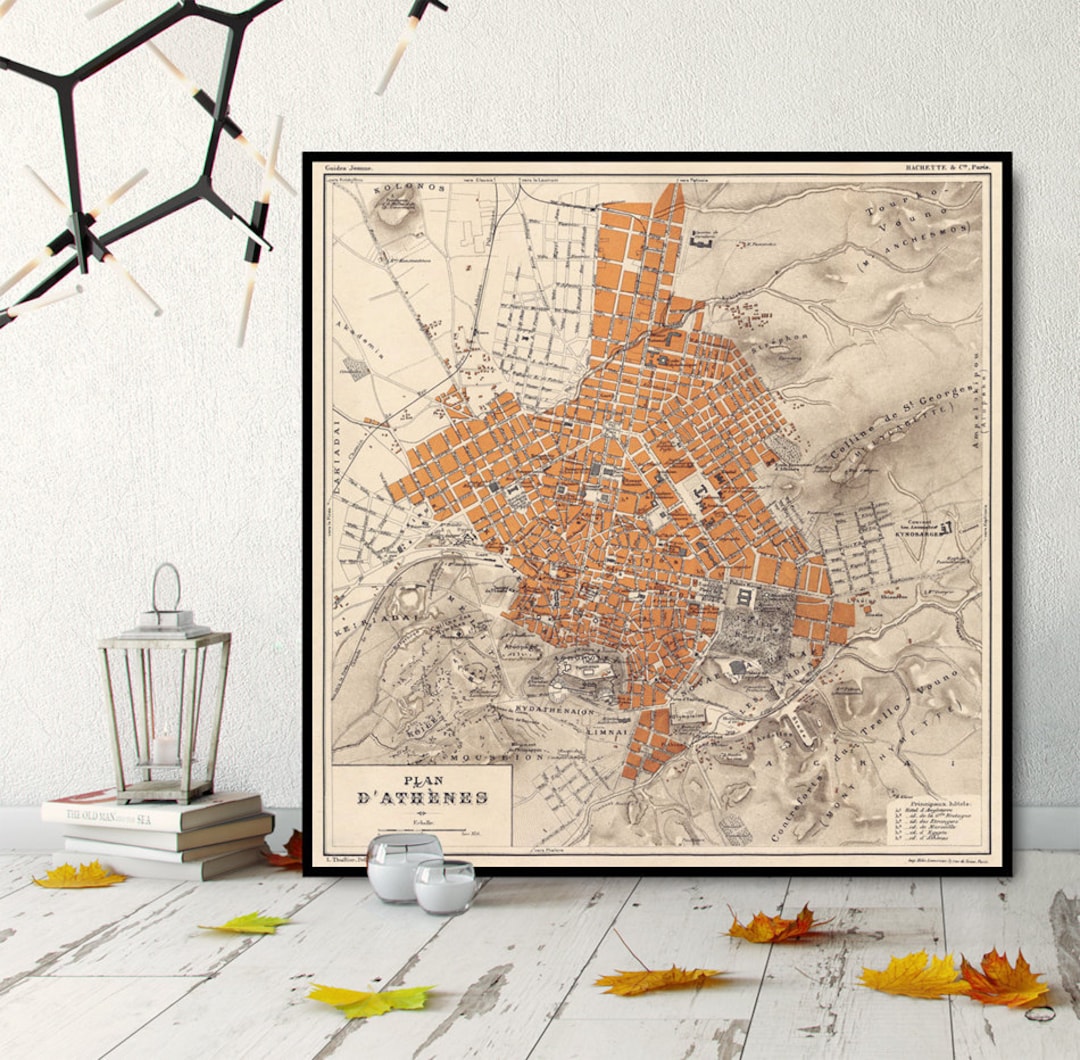Athens Map - Old Map of Athens - Fine Archival Print - Plan D'athenes ...