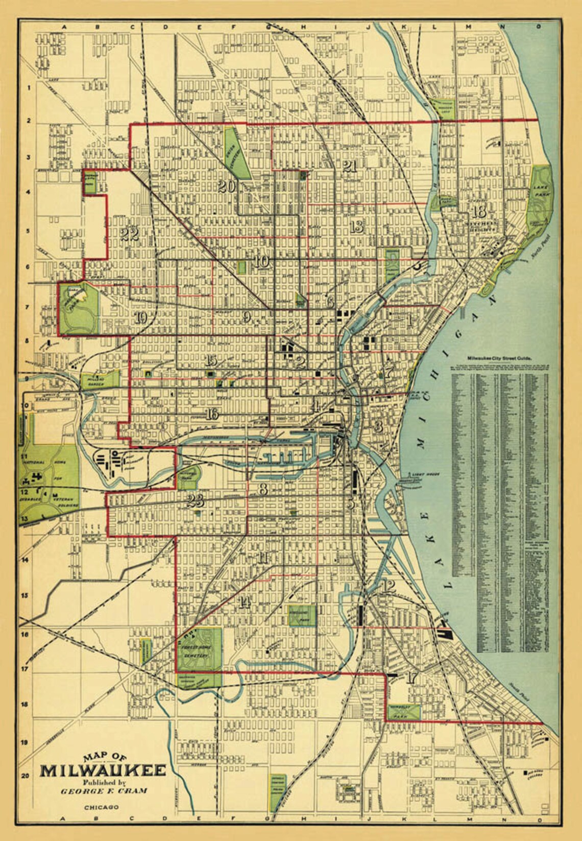 Milwaukee Map Old Map Of Milwaukee Print Fine Reproduction Etsy Milwaukee Map Old Map Of Milwaukee Print Fine Reproduction Etsy