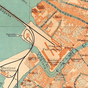 Vintage Map of Venice Archival Reproduction Old City Map Venice Map ...