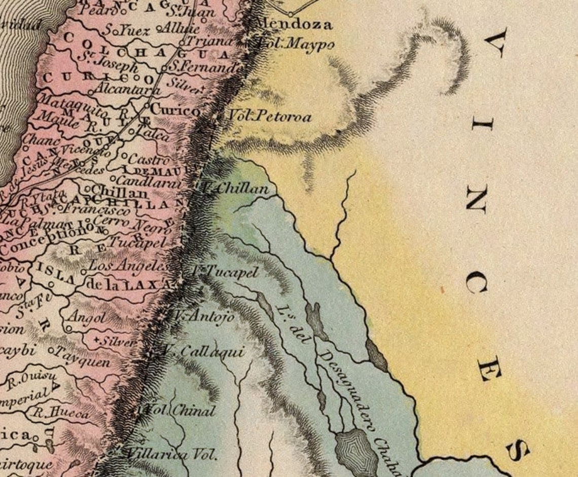 Old Map of Chile Chile Map Archival Print Old Map Restored | Etsy