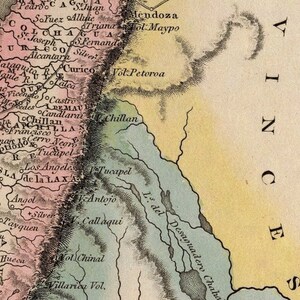 Old Map of Chile - Chile Map Archival Print - Old Map Restored - Giclee ...