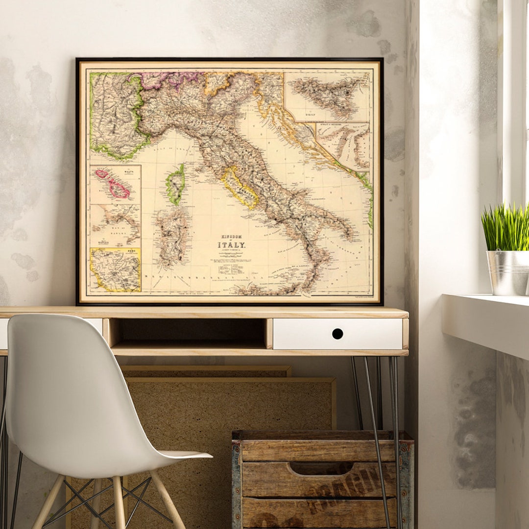 Old Map of Italy Fine Print Historical Map Restored Italy Map Fine ...