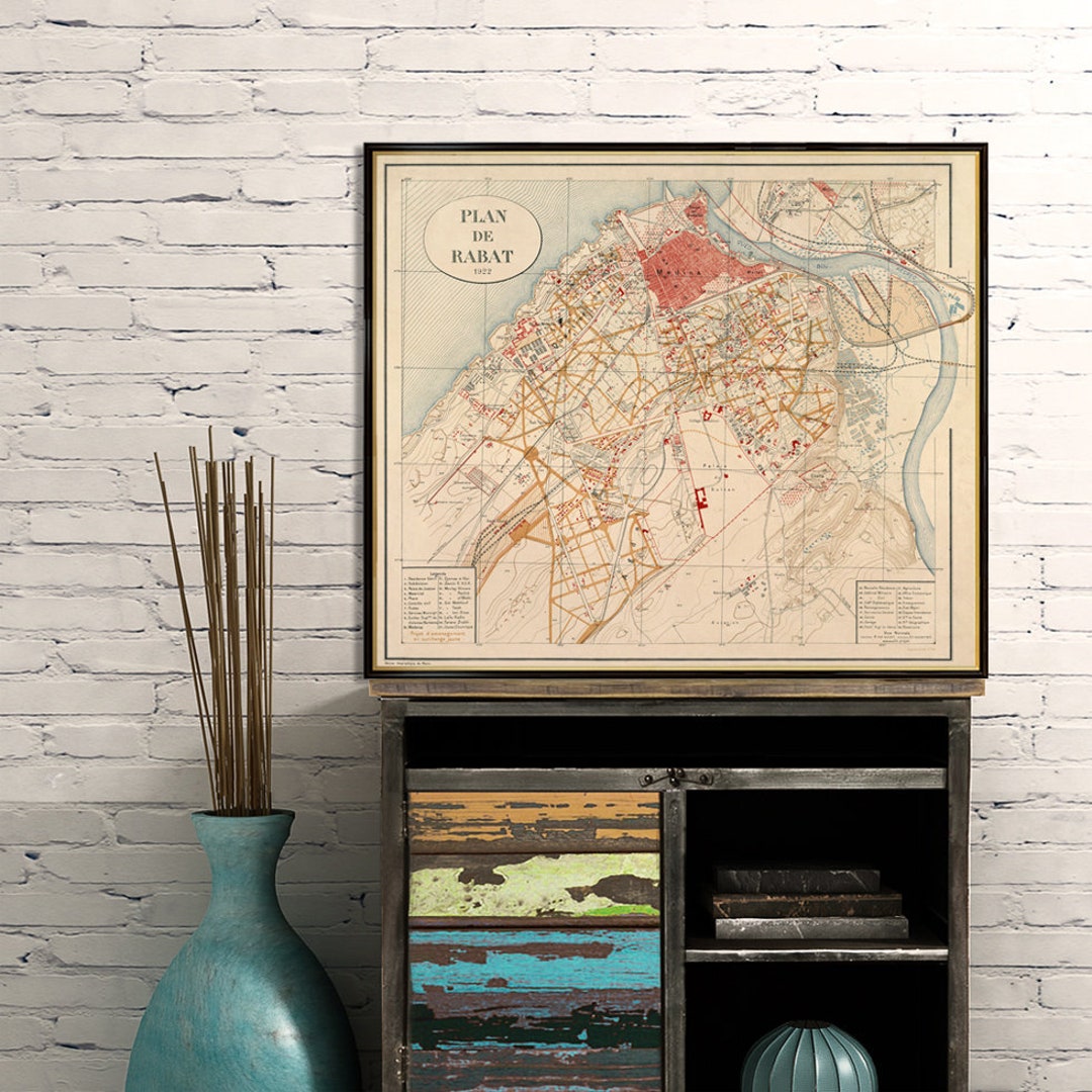 Map of Rabat - Fine Print on Paper or Canvas - Etsy