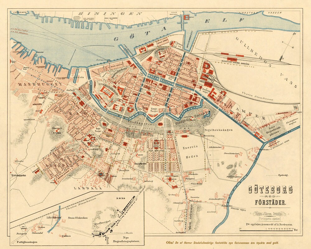 Göteborg Map Gothenburg Map Old City Map Print Vintage - Etsy Ireland