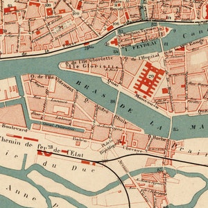 Map of Nantes (france), Vintage Map of Nantes Restored , Old City Plan ...