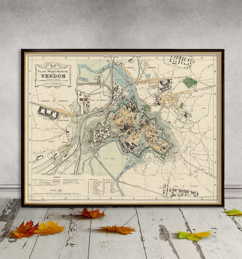 Verdun Map | Old City Guide Art | Plan Monumental De Verdun | WWI ...