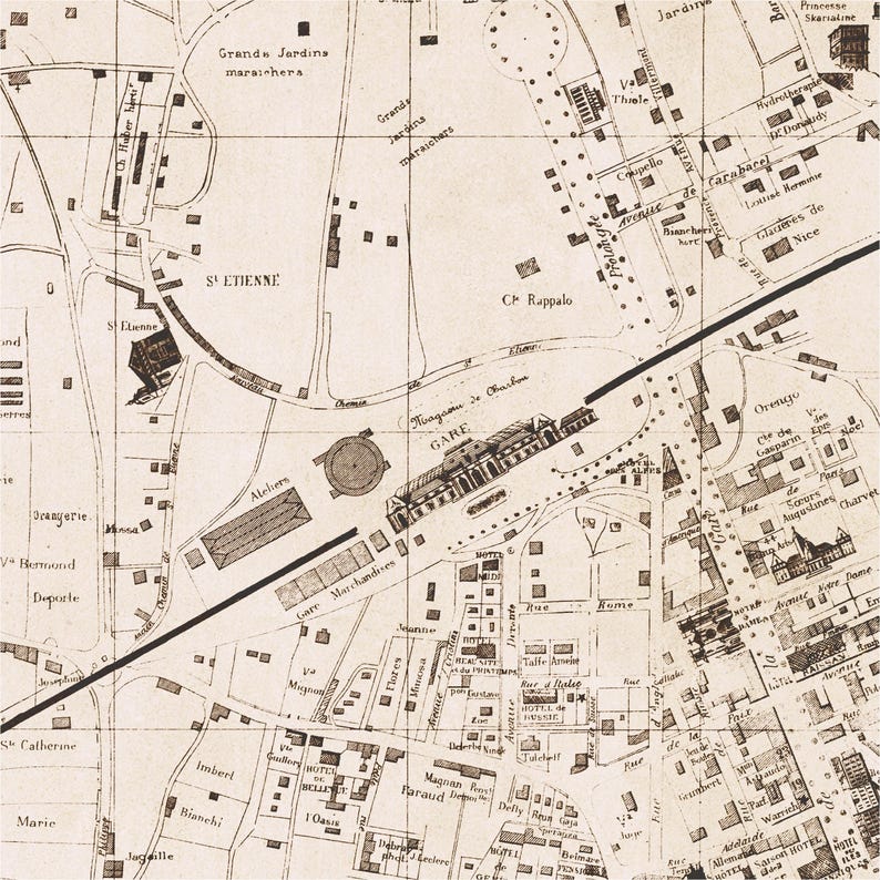 Nice Map - Old Map of Nice - City Map Archival Reproduction on Paper or ...