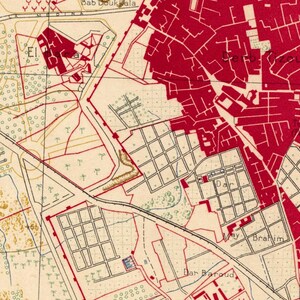 Vintage Map of Marrakesh , Vieille Carte De Marrakech, Wall Map Print ...